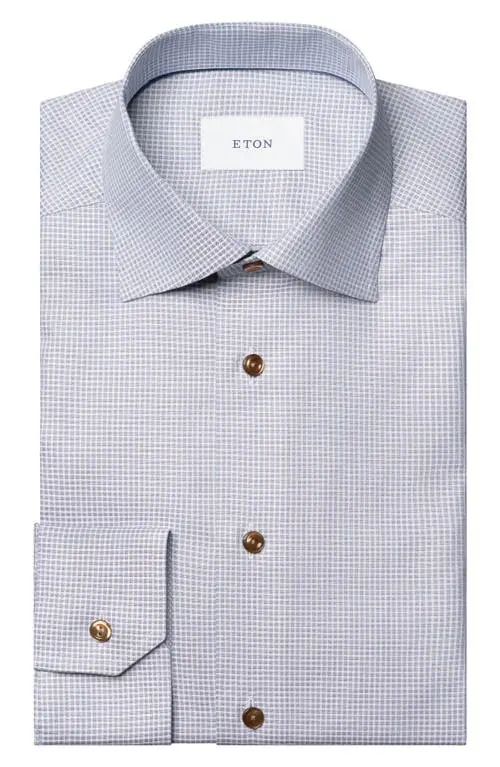 Eton Slim Fit Check Organic Cotton Twill Dress Shirt - Blue