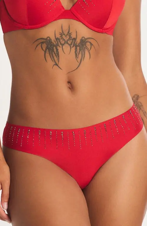 SAVAGE X FENTY Microfiber Rhinestone Thong - Timeless Red