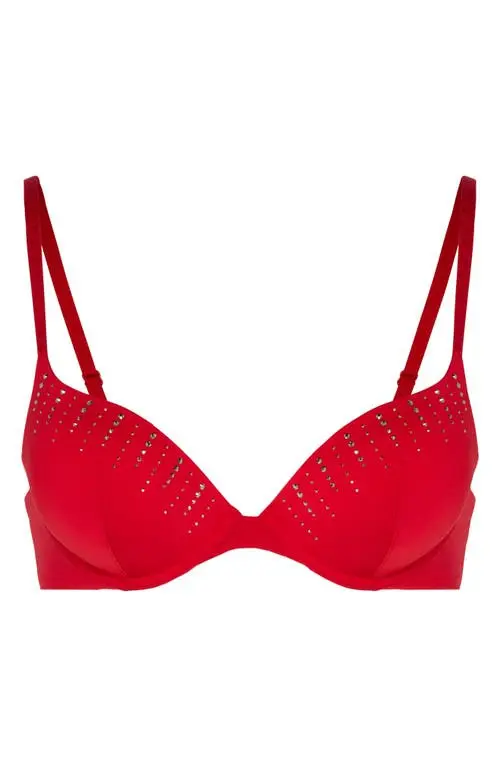 SAVAGE X FENTY Microfiber Rhinestone Underwire Push-up Bra - Timeless Red