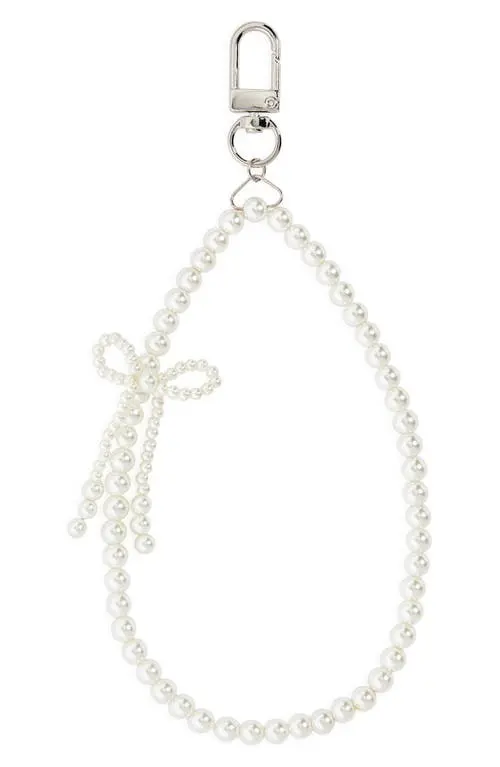 Bp. Faux Pearl Bow Phone Wrist Strap Charm - Ivory