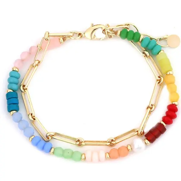 PANACEA Row Beaded & Chain Bracelet - Multi