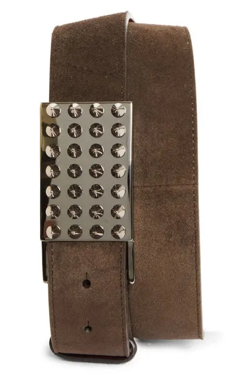CHRISTIAN LOUBOUTIN Funky Crosta Leather Belt - Cafe/gun Metal