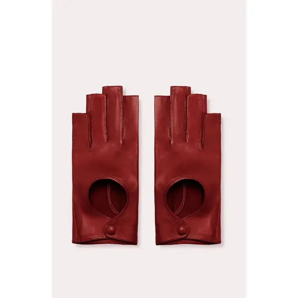 SEYMOURE Leather Fingerless Driving Gloves - Wine