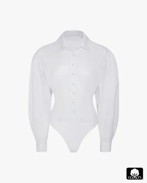 WeWoreWhat Balloon Sleeve Button Up Bodysuit