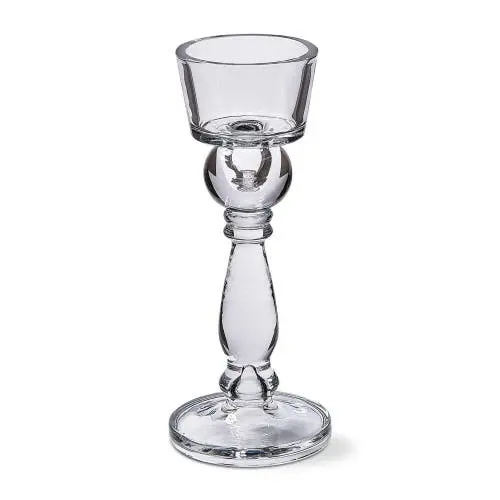 TAG Clarity Clear Glass Reversible Candle Holder For Taper Pillar - White