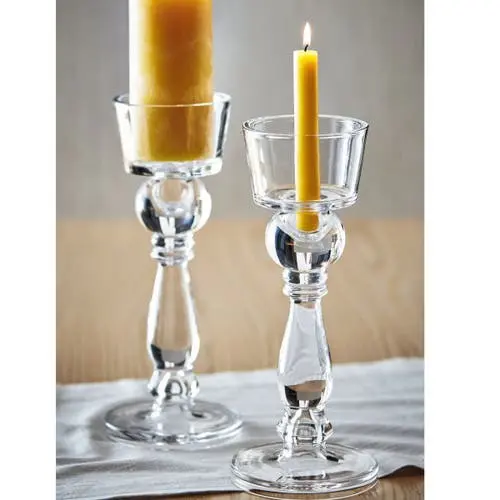 TAG Clarity Clear Glass Reversible Candle Holder For Taper Pillar