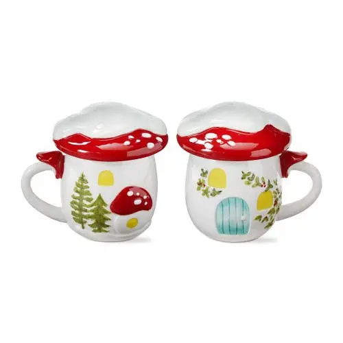 TAG Mushroom Lidded Mug Multicolor Ceramic Spring Design