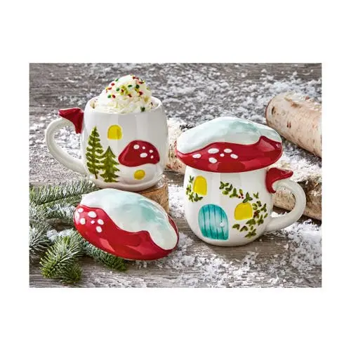 TAG Mushroom Lidded Mug Multicolor Ceramic Spring Design