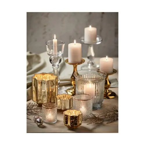 TAG Gold Cast Aluminum Stella Small Pillar Candle Holder
