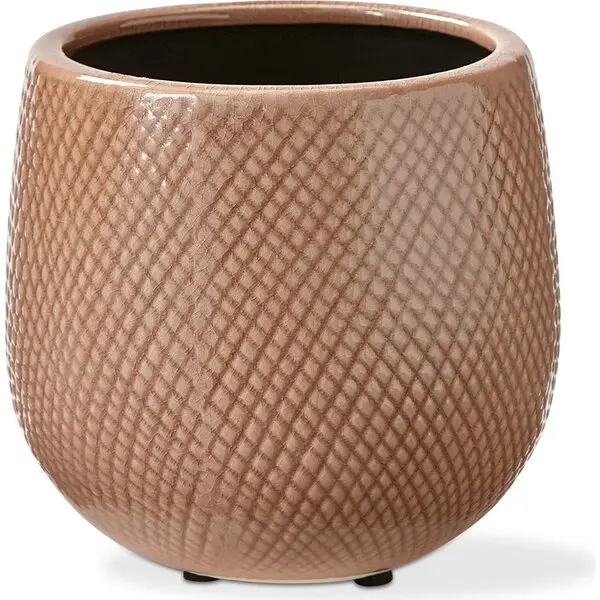 TAG Cross Hatch Small Bglazed Stoneware Planter