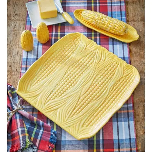 TAG Corn On The Cobb Textured Ceramic Platter Dishwasher Safe