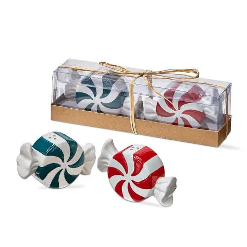 TAG Peppermint Twist Salt And Pepper Shakers Set Of Two Christmas - Multicolored