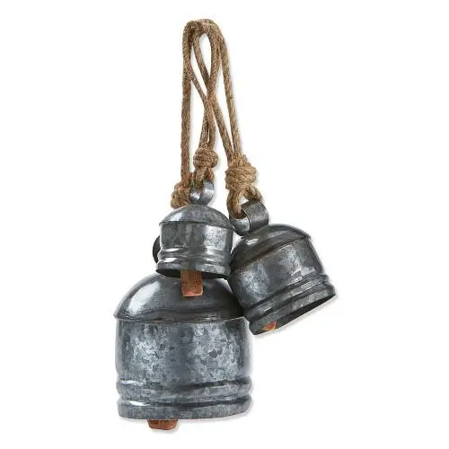 TAG Set Of 3 Classic Artisan Silver Decorative Bells For Holidays - Gray
