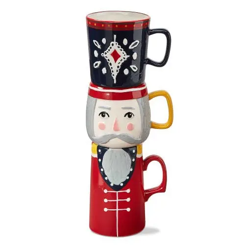 TAG Nutcracker Stacking Mug Set Of 3 Colorful Ceramic Drinkware