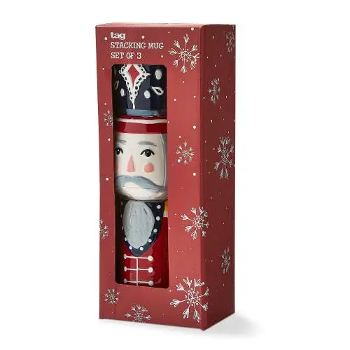TAG Nutcracker Stacking Mug Set Of 3 Colorful Ceramic Drinkware