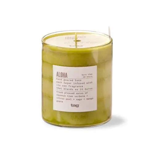 TAG Fragrance Fusion Aloha Flame Scented Jar Candle Wax - Green