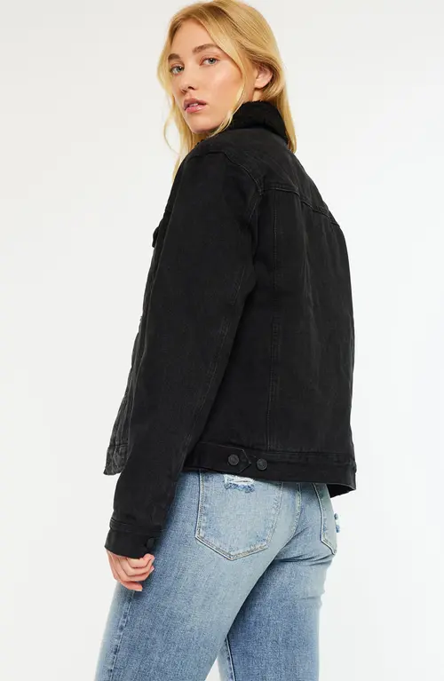 KANCAN Sonny Faux-fur Collar Trucker Jacket - Black