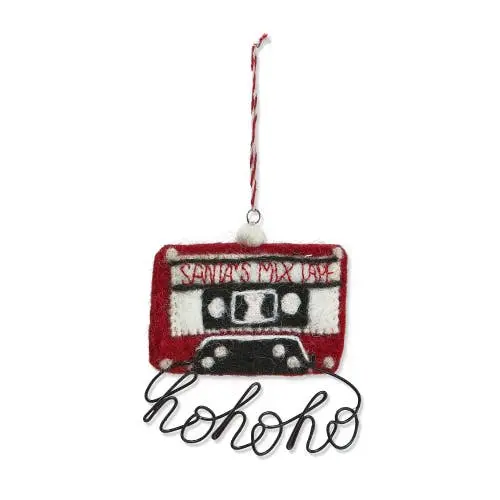 TAG Hohoho Mix Tape Christmas Ornament Wool Holiday Decor - Red