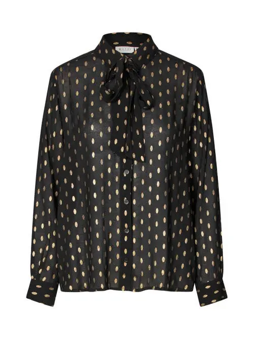 MASAI COPENHAGEN Mainoria Tie-neck Shirt - Black