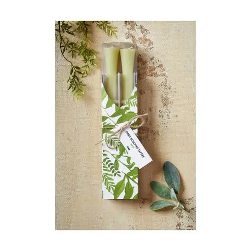 TAG Orbit Sculpted Olive Taper Candles Set Of 2