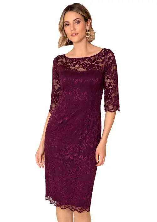 ALIE STREET LONDON Lila Lace Occasion Dress - Claret