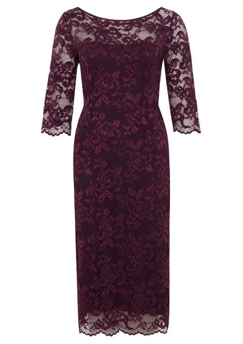ALIE STREET LONDON Lila Lace Occasion Dress - Claret