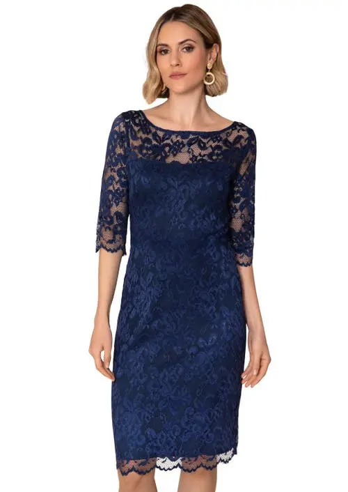 ALIE STREET LONDON Lila Lace Occasion Dress - Navy