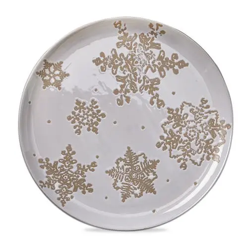 TAG Falling Snow Multicolor Ceramic Serving Platter Winter Decor - Multicolored