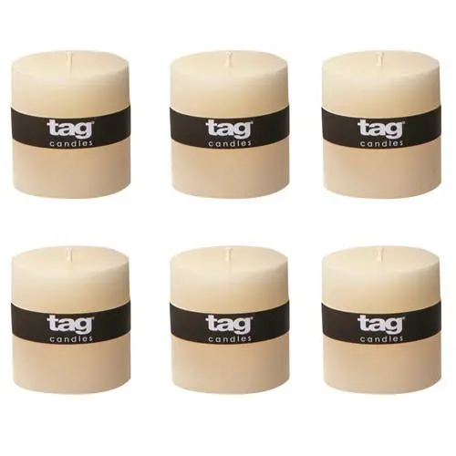 TAG Chapel Ivory Pillar Candles Unscented Drip-free Set Of 6 - Beige