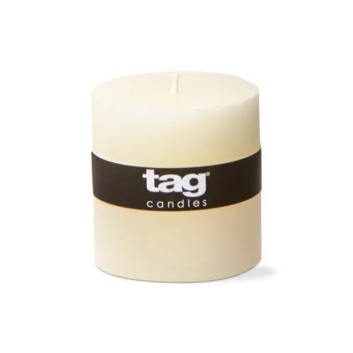 TAG Chapel Ivory Pillar Candles Unscented Drip-free Set Of 6