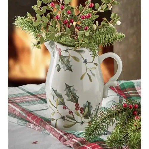 TAG Winter Sprig Ceramic Beverage Pitcher Multicolor Hand Wash