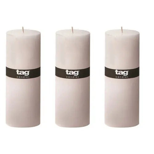 TAG Chapel Pillar Paraffin Wax Candle Set Of 3 Unscented - White