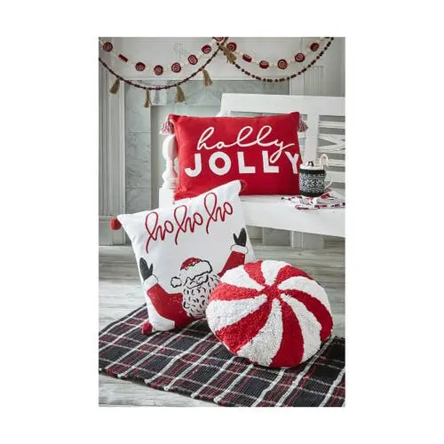 TAG Holly Cotton Throw Pillow For Christmas Winter Decor