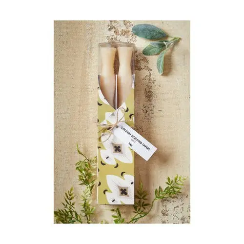 TAG Ivory Column Sculpted Taper Candles11 Hour Burn Time