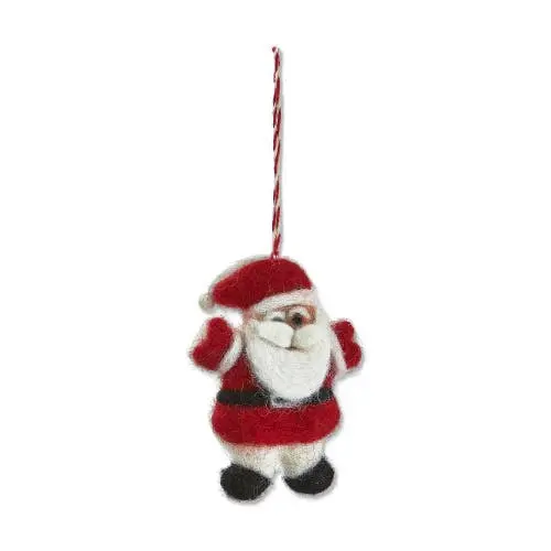 TAG Wool Santa Ornament For Christmas Tree Holiday Decor - Red