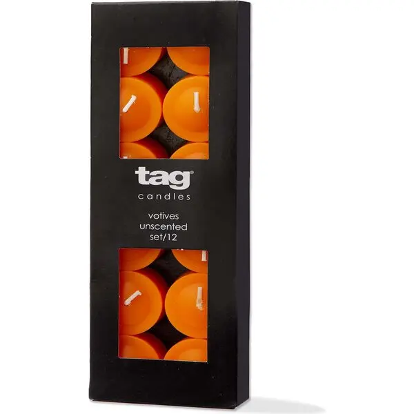TAG Color Studio Votive Candles Set Of 12 Paraffin Wax - Orange