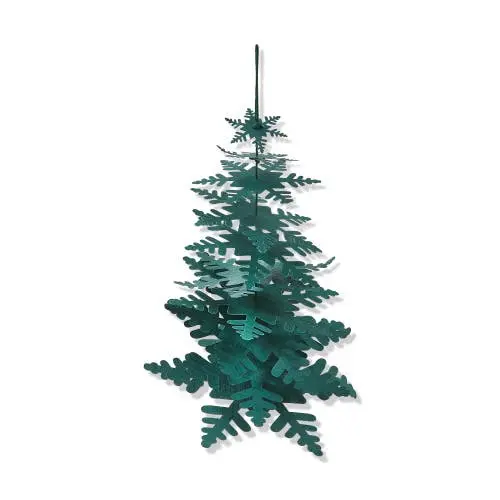 TAG Dark Paper Snowflake Tree Holiday Decor Sculpture - Green
