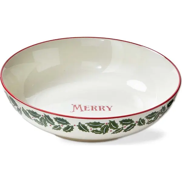 TAG Tis The Season Multicolor Ceramic Serving Bowl Perfect For Christmas - Multicolored