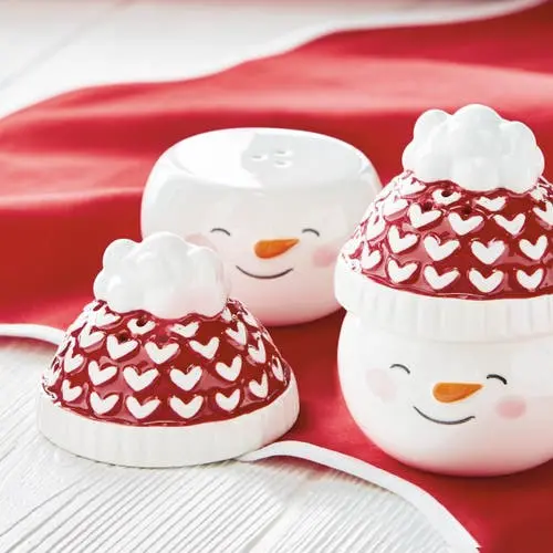 TAG Multicolor Ceramic Snowman Salt And Pepper Shakers Set