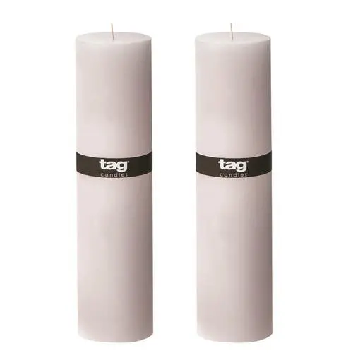 TAG Chapel Pillar Candle Unscented Long Burning Set Of 2 - White