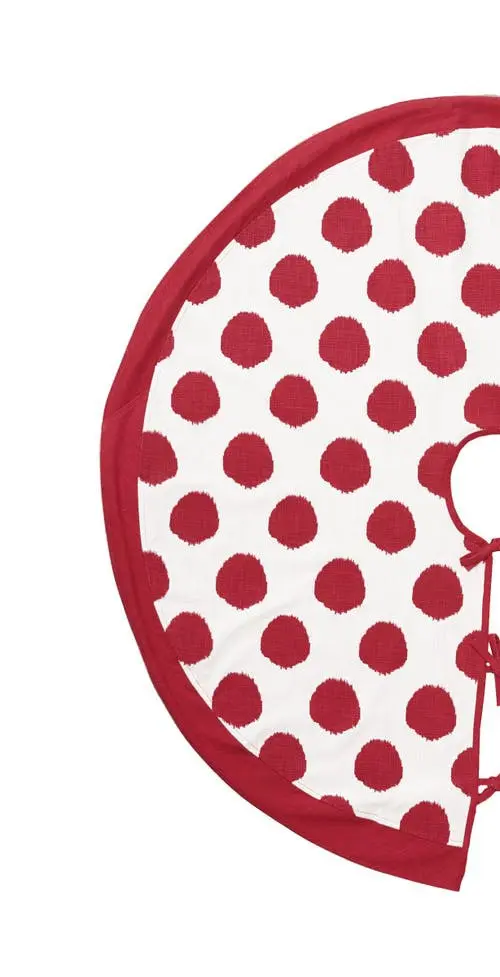 CAROL & FRANK Ruby Polka Dot 100% Cotton Christmas Tree Skirt 54"