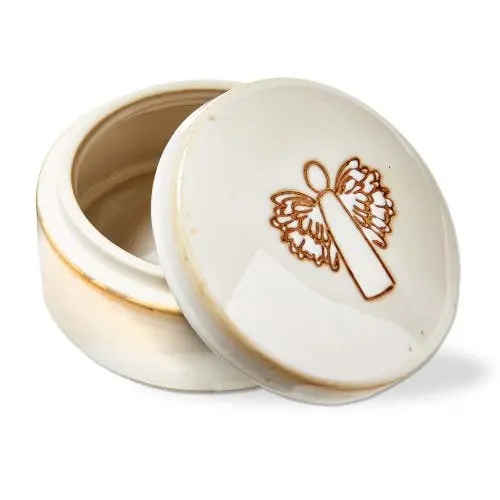 TAG Angel Trinket Dish With Lid Decorative Ceramic Tray Christmas - Multicolored