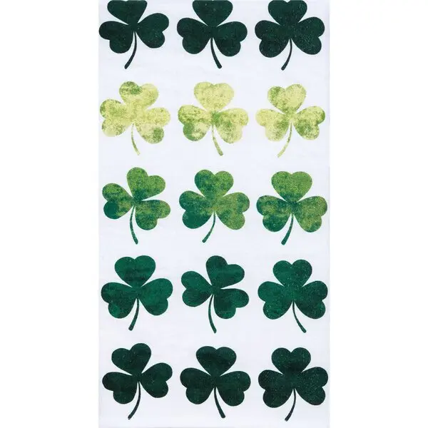C&F HOME Watercolor Clovers St. Patrick's Day 100% Cotton Graphic Print Handtowel - Green