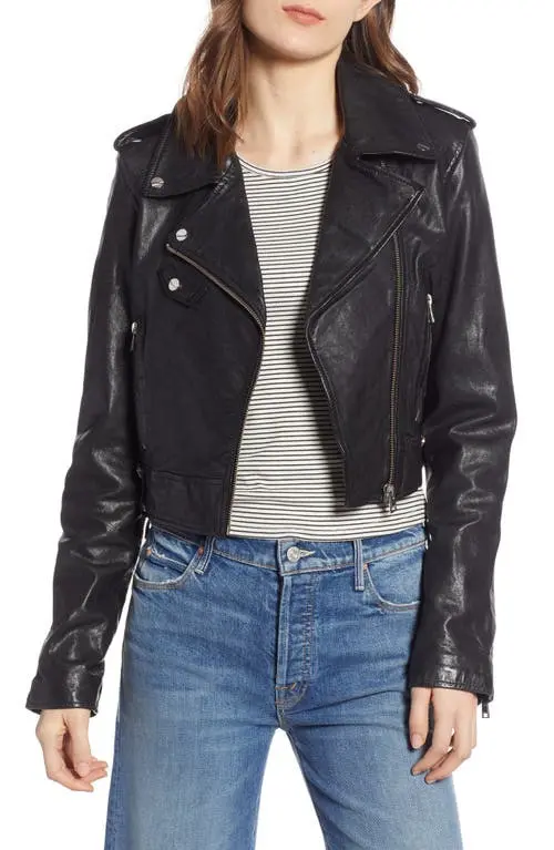 LAMARQUE Cropped Leather Biker Jacket
