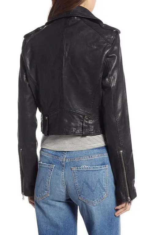 LAMARQUE Cropped Leather Biker Jacket