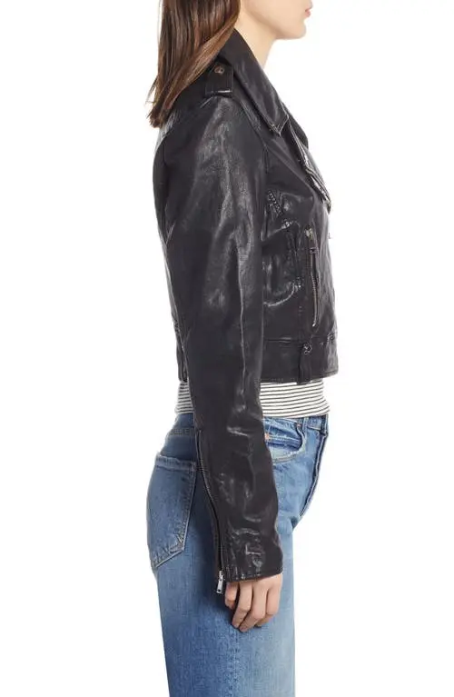 LAMARQUE Cropped Leather Biker Jacket