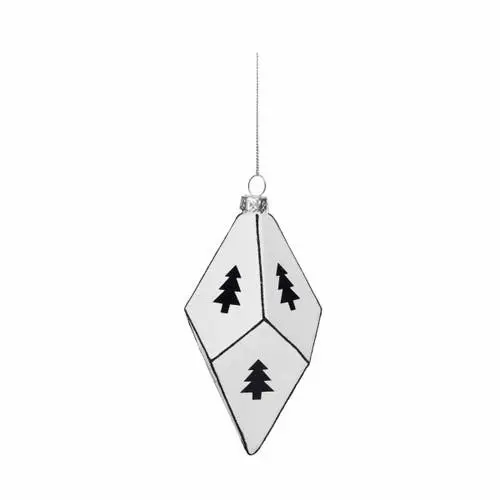 CAROL & FRANK Black & Tree Pattern Ornament Set Of 2