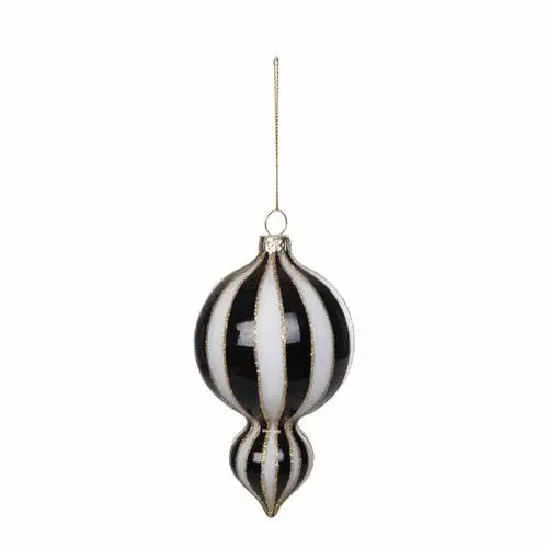 Carol & Frank Black & Stripe Set Of 2 Christmas Ornaments