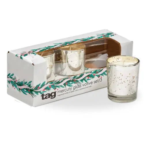 TAG Frosty Mercury Votive Candle Scented Holiday Decor - Silver