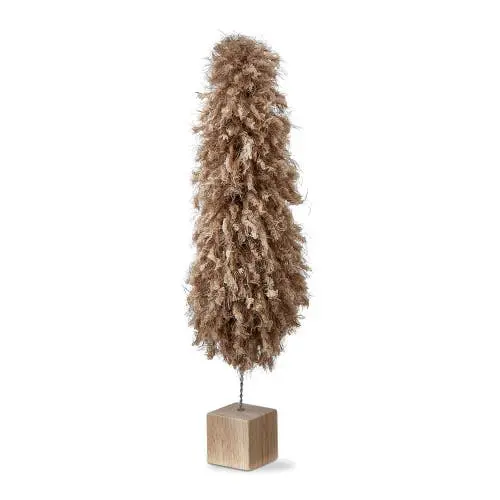 TAG Minky Fleece Tree Sculpture Taupe Holiday Decor - Brown